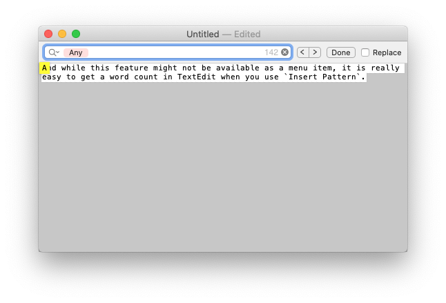 Textedit Patterns Word Count Character Count Finding And Replacing Codemzys Blog